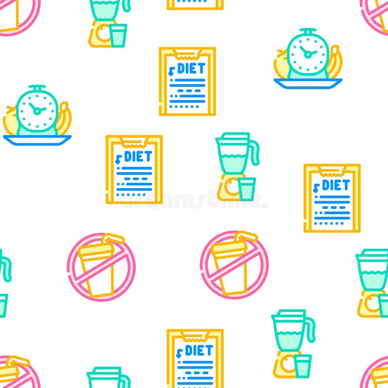Diet Products and Tool Vector Seamless Pattern Stock Illustration ...