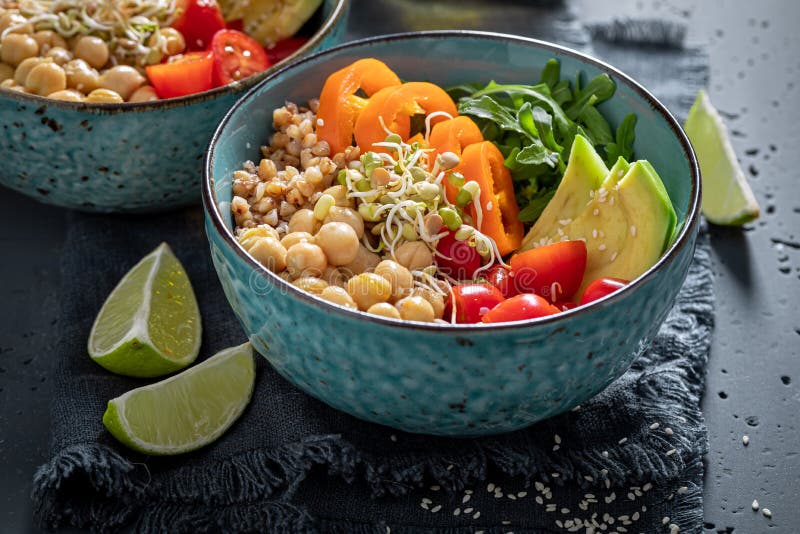 Diet Salad As Meal with Groats and Chickpeas Stock Photo - Image of ...