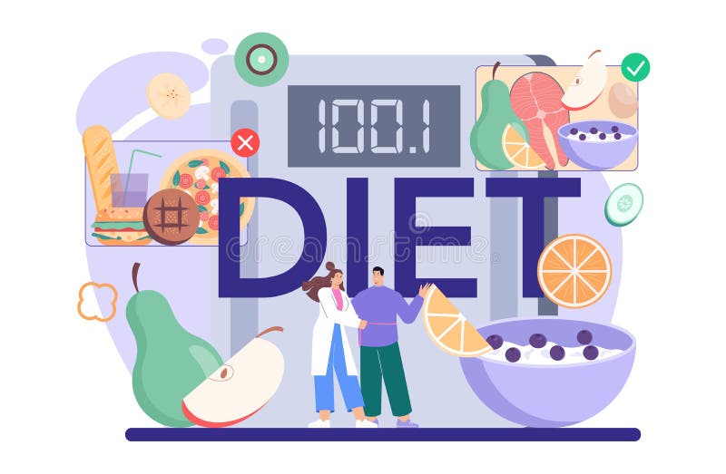 Diet Typographic Header. Nutrition Therapy with Healthy Food Stock ...