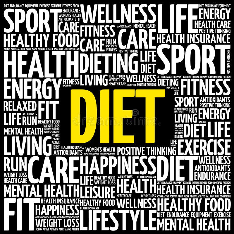Diet word cloud collage stock illustration. Illustration of goal ...