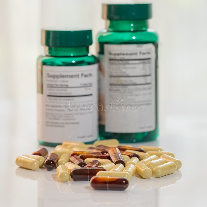 Dietary Supplement Capsules. Stock Image - Image of capsule, containers ...