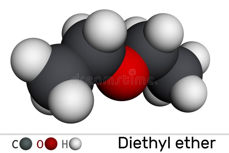 Diethyl Ether, Ethyl Ether Molecule. it is an Ether in Which the Oxygen ...