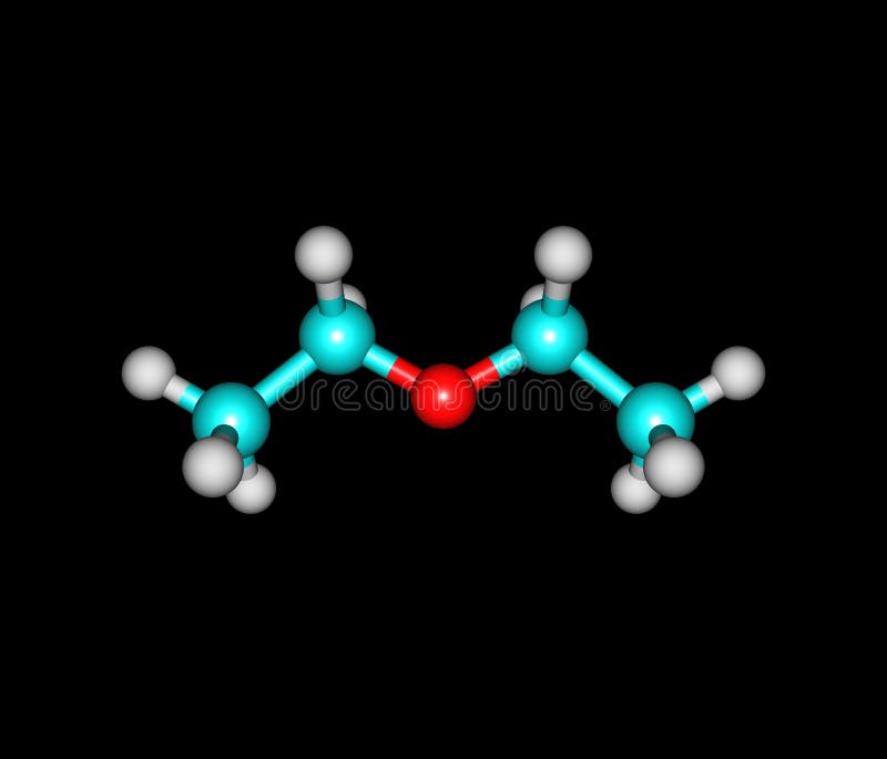 Diethyl Ether Molecule Isolated on Black Stock Illustration ...