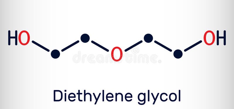 Diethylene Glycol, DEG Molecule. it is Diol, Solvent. Skeletal Chemical ...