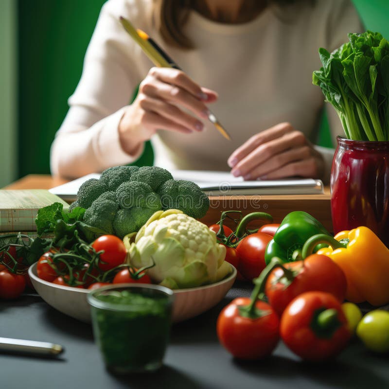 Dietitian Writing Diet Plan, View from Above on the Table with ...