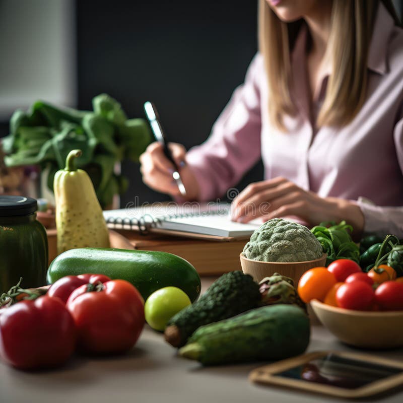 Dietitian Writing Diet Plan, View from Above on the Table with ...