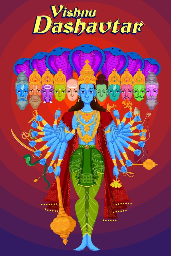 Dieu Indien Vishnu Dashavatar Illustration de Vecteur - Illustration du ...