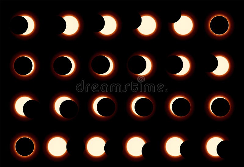 Diferentes Fases Del Eclipse Solar Y Lunar . Vector Ilustración del ...