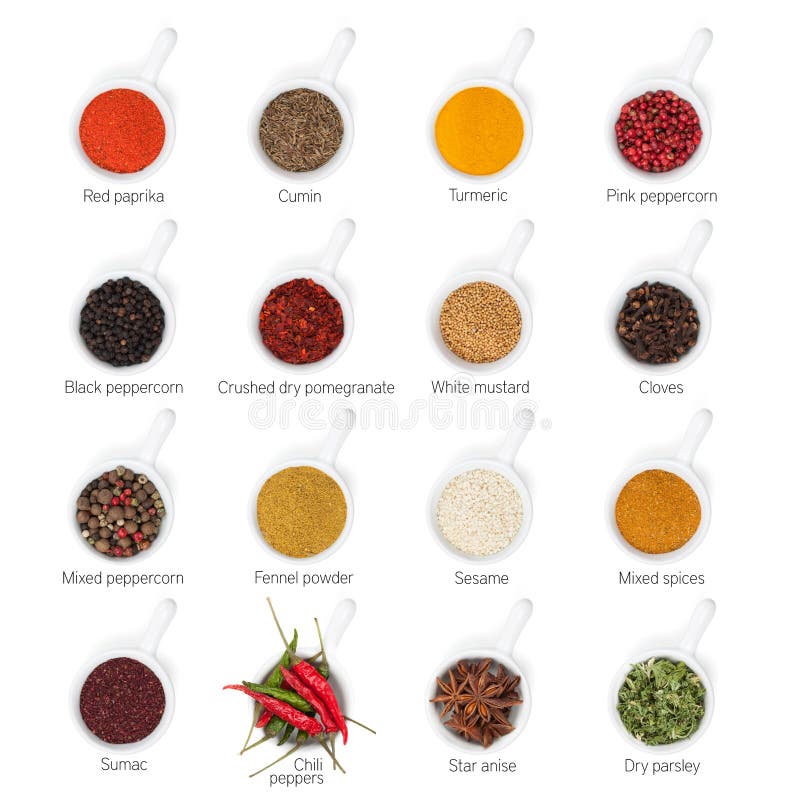 Différentes épices image stock. Image du cardamome, moutarde - 42451421