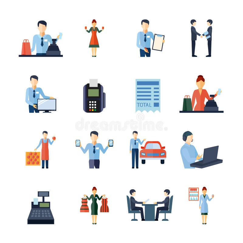 Vendeur Icons Flat Set illustration de vecteur. Illustration du mobile ...