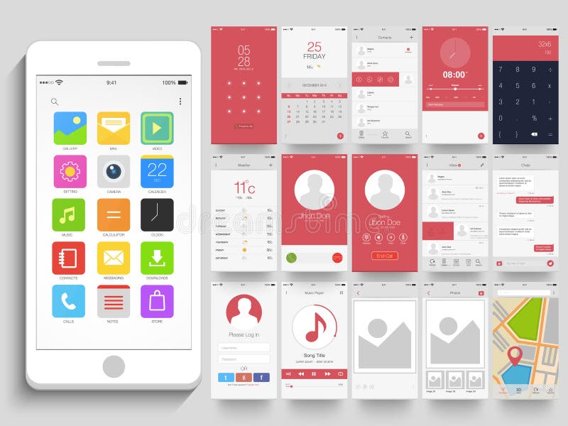 Différents écrans Mobiles De L'application UI Illustration Stock ...