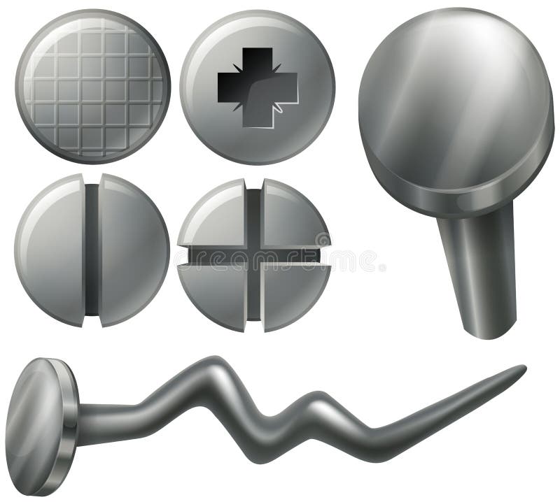 Placez Les Genres De Clous Formes Et Type De Clou Illustration de ...