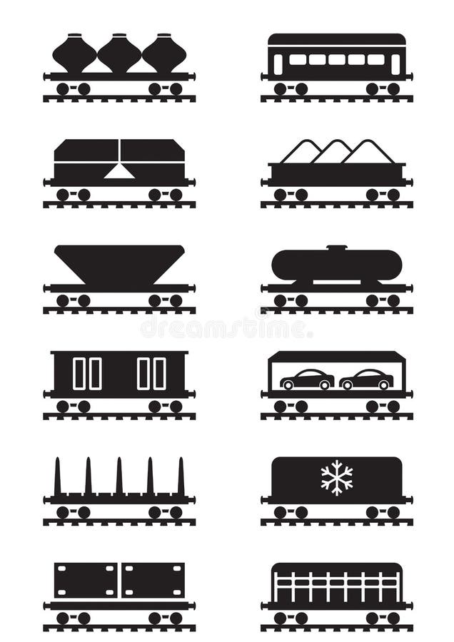 Différents Types De Wagons De Marchandises Illustration de Vecteur ...
