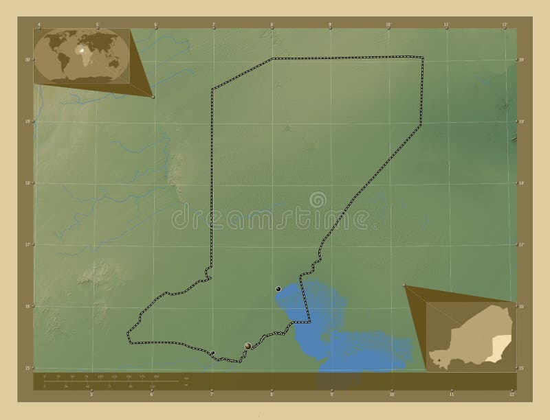 Diffa, Niger. Physical. Major Cities Stock Illustration - Illustration ...