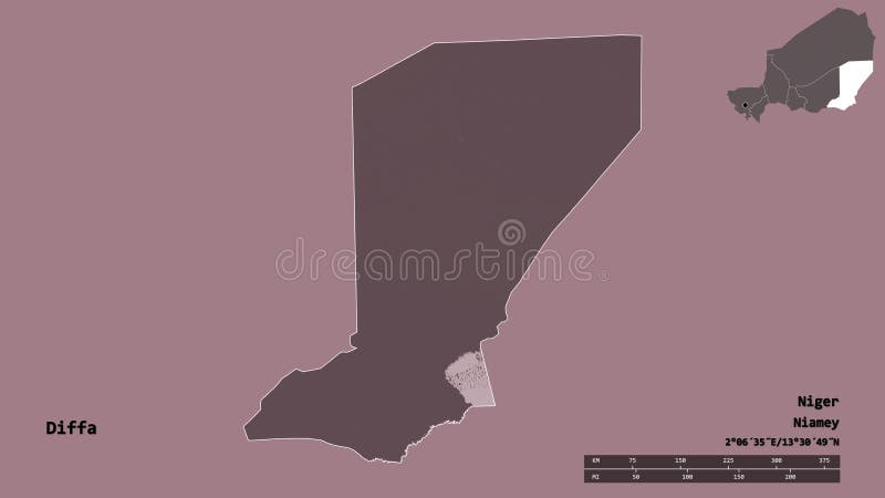 Diffa Region Regions of Niger, Republic of the Niger Map Vector ...