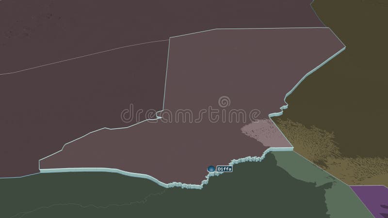 Diffa, Niger - Extruded with Capital. Administrative Stock Illustration ...