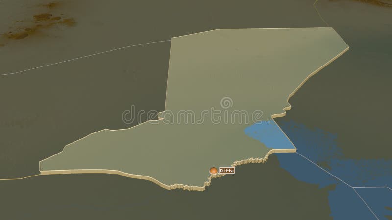Diffa, Niger - Extruded with Capital. Relief Stock Illustration ...