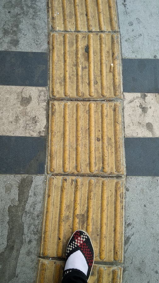 Diffable Line on Sidewalk Pavement Stock Image - Image of footpath ...