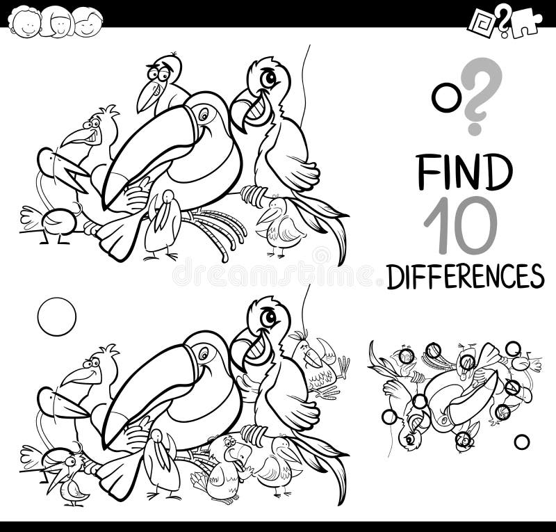 Find Differences Birds Black White Stock Illustrations – 22 Find Differences Birds Black White ...