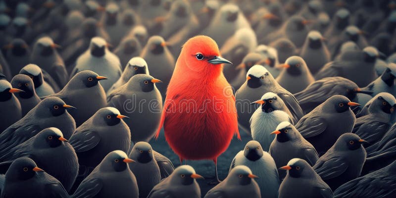 Difference Concept Showing by Extraordinary Bird Standing Out of the ...