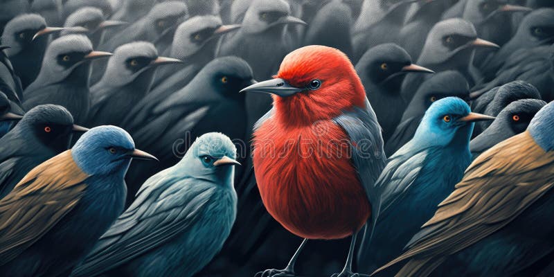 Difference Concept Showing by Extraordinary Bird Standing Out of the ...