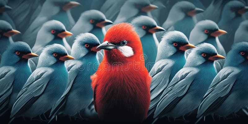 Difference Concept Showing by Extraordinary Bird Standing Out of the ...