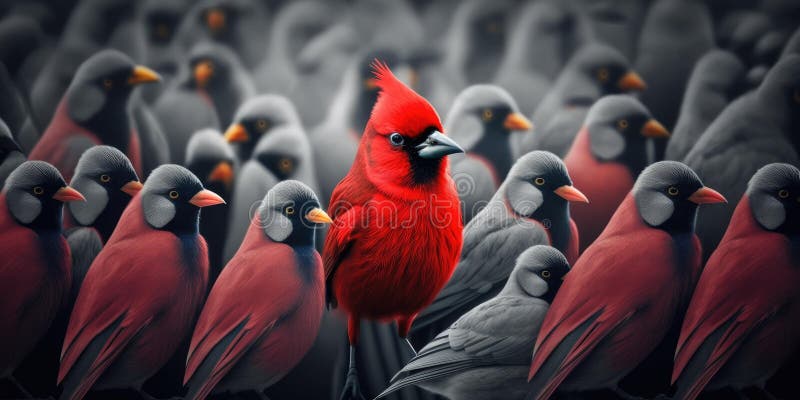 Difference Concept Showing by Extraordinary Bird Standing Out of the ...