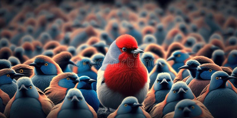 Difference Concept Showing by Extraordinary Bird Standing Out of the ...