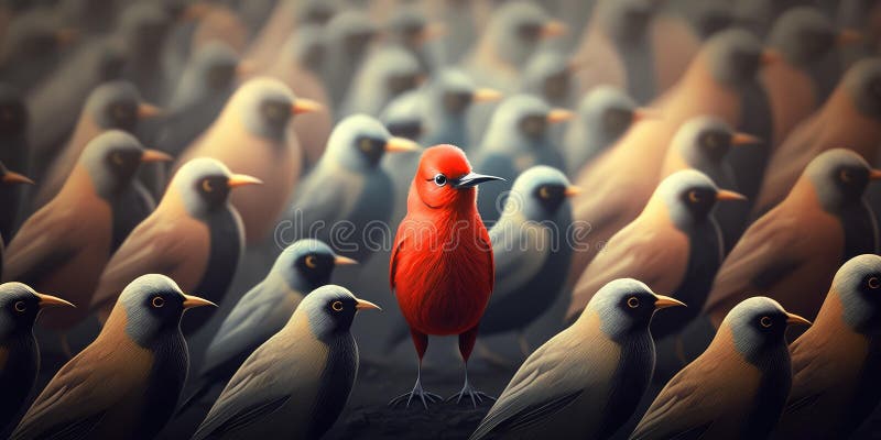 Difference Concept Showing by Extraordinary Bird Standing Out of the ...