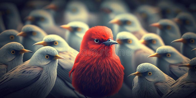 Difference Concept Showing by Extraordinary Bird Standing Out of the ...