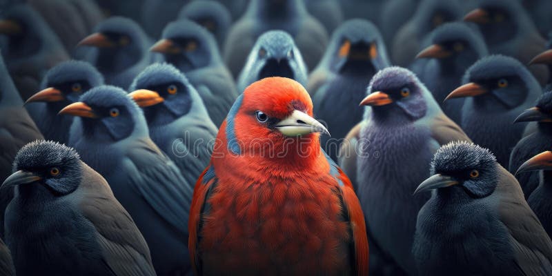 Difference Concept Showing by Extraordinary Bird Standing Out of the ...