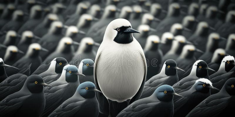 Difference Concept Showing by Extraordinary Bird Standing Out of the ...