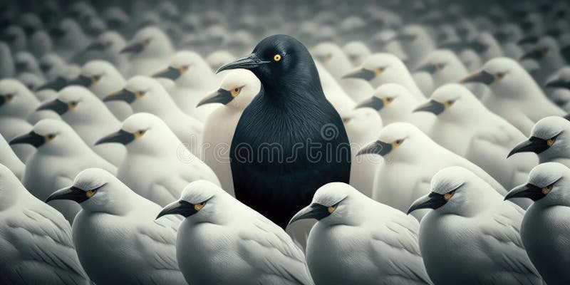 Difference Concept Showing by Extraordinary Bird Standing Out of the ...