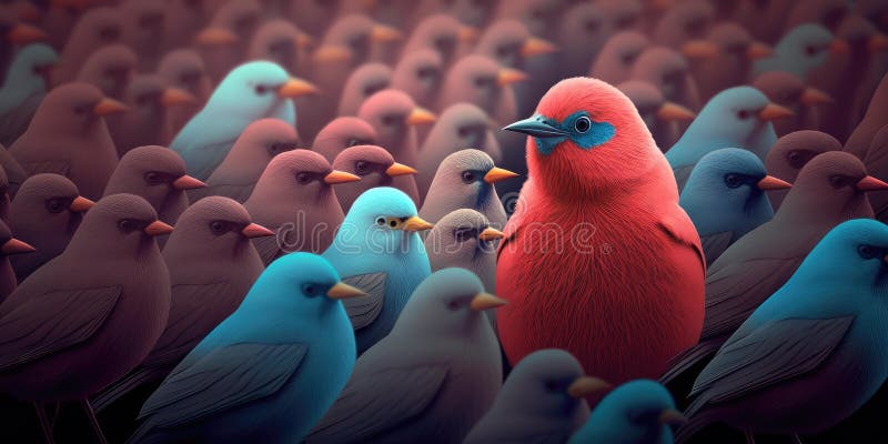 Difference Concept Showing by Extraordinary Bird Standing Out of the ...