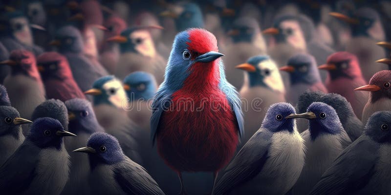 Difference Concept Showing by Extraordinary Bird Standing Out of the ...