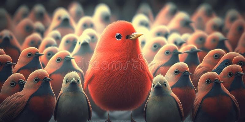 Difference Concept Showing by Extraordinary Bird Standing Out of the ...