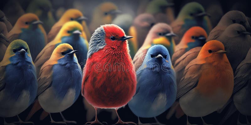 Difference Concept Showing by Extraordinary Bird Standing Out of the ...