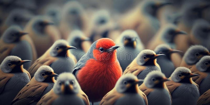 Difference Concept Showing by Extraordinary Bird Standing Out of the ...