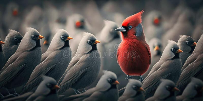 Difference Concept Showing by Extraordinary Bird Standing Out of the ...