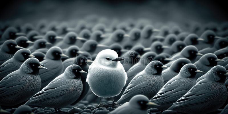 Difference Concept Showing by Extraordinary Bird Standing Out of the ...