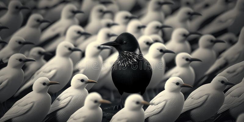 Difference Concept Showing by Extraordinary Bird Standing Out of the ...