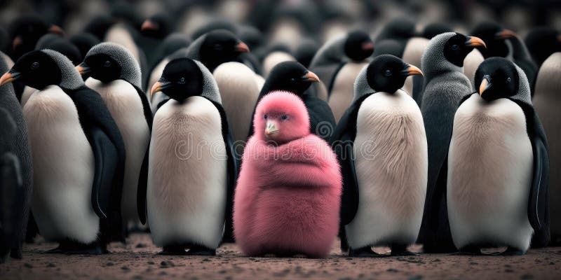 Difference Concept Showing by Extraordinary Penguin Standing Out of the ...