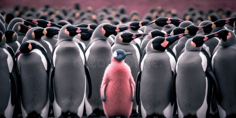 Difference Concept Showing by Extraordinary Penguin Standing Out of the ...