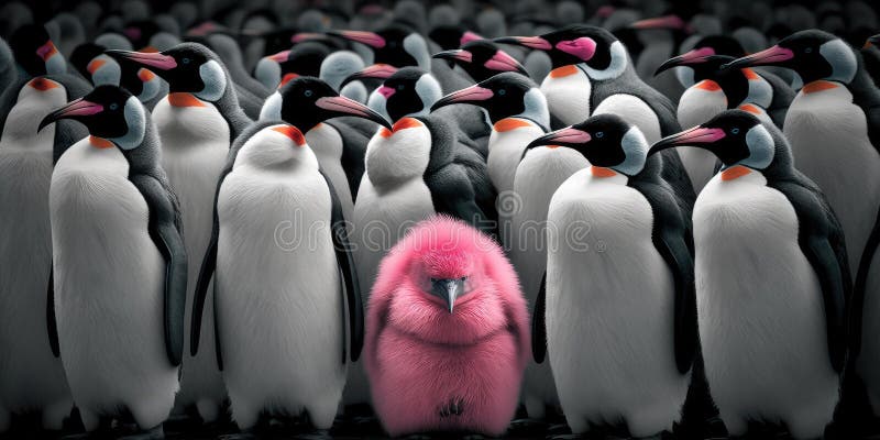 Difference Concept Showing by Extraordinary Penguin Standing Out of the ...