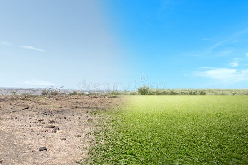 The Difference between Drought Ground and Fertile Soil Stock Image ...