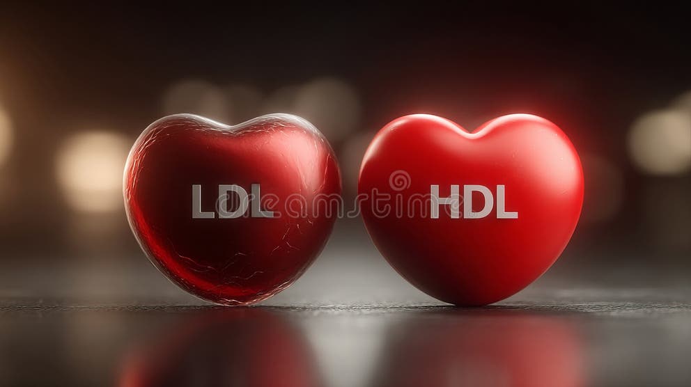 Difference between LDL and HDL Cholesterol. Two Red Heart-shaped ...