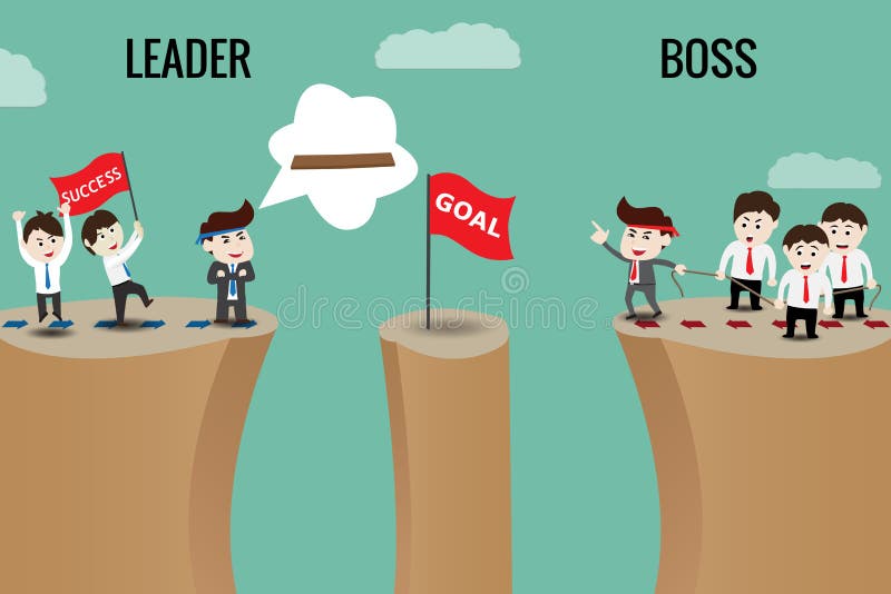 The Difference between Leader and Boss Stock Vector - Illustration of ...