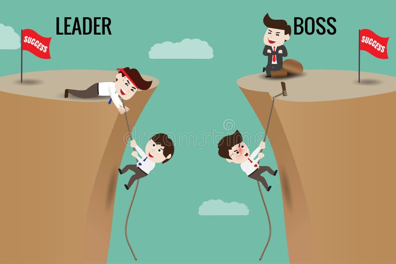 The Difference between Leader and Boss Stock Vector - Illustration of ...