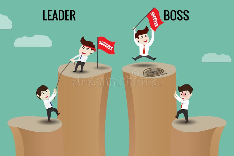 The Difference between Leader and Boss Stock Vector - Illustration of ...