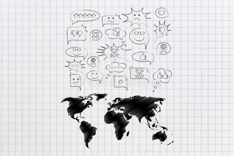 Difference of Opinions World Map with Speech Bubbles with Differ Stock ...